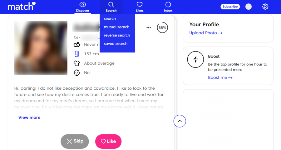 Searching on Match.com - DatingScout